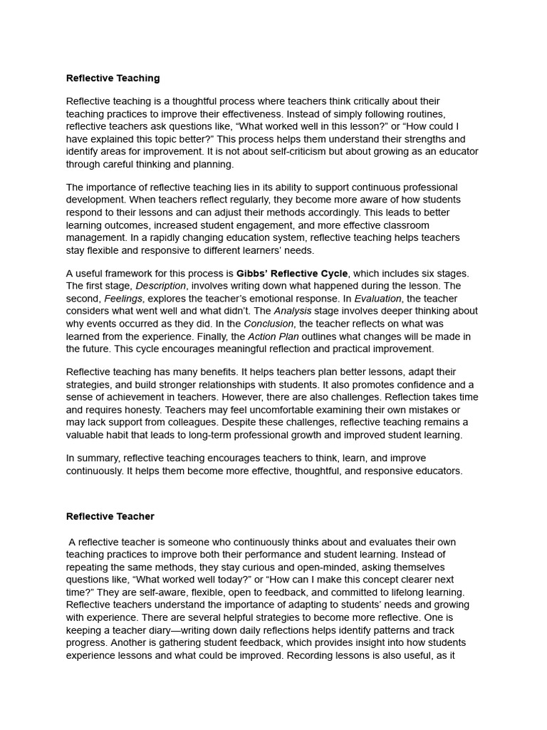 Reflective Teaching, Teacher and Metacognition | PDF | Metacognition | Learning