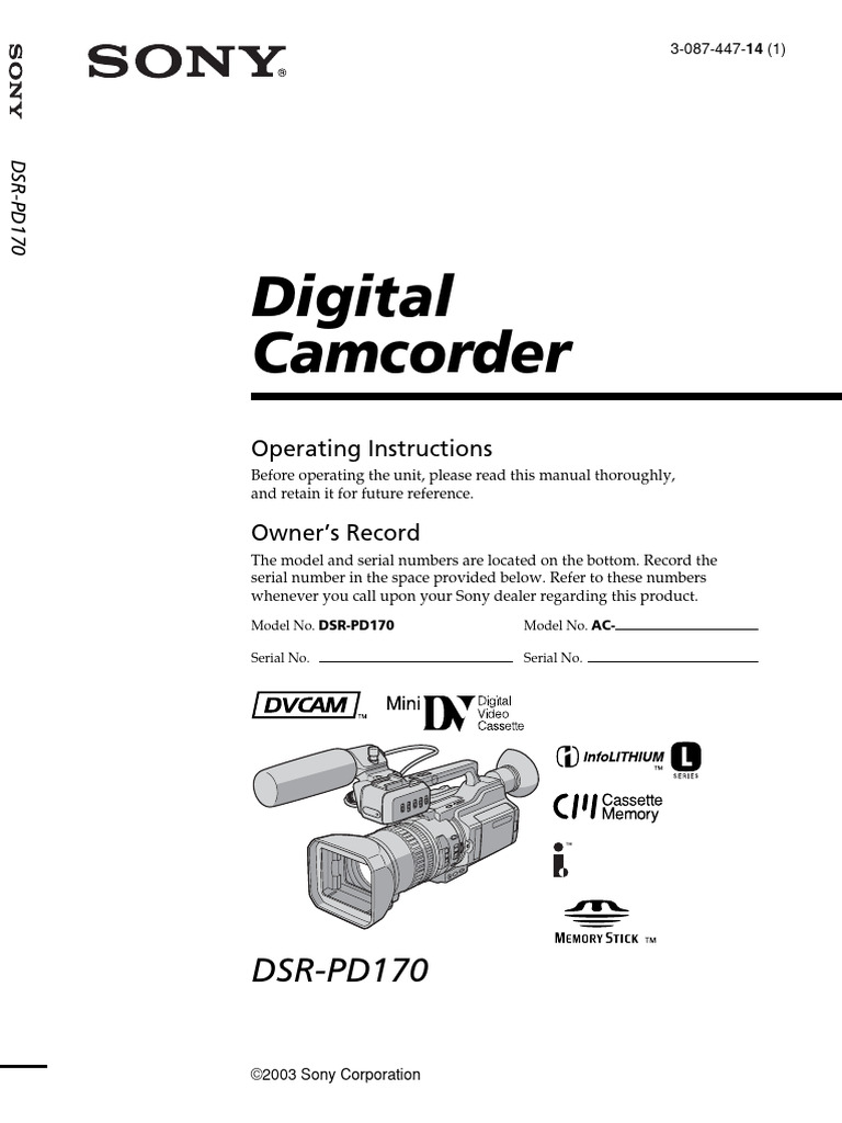 Sony DSR-PD170 | PDF | Camera | Electromagnetic Interference