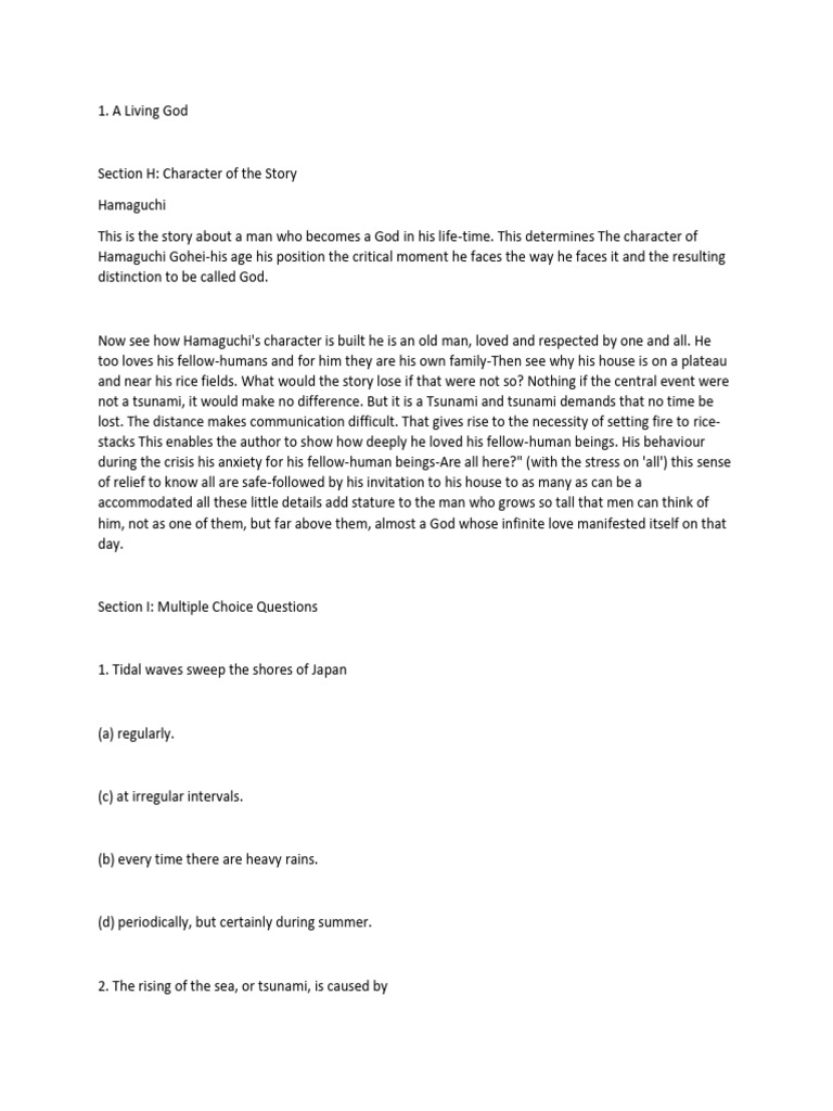 A LIVING GOD Questions For Practice | PDF | Tsunami