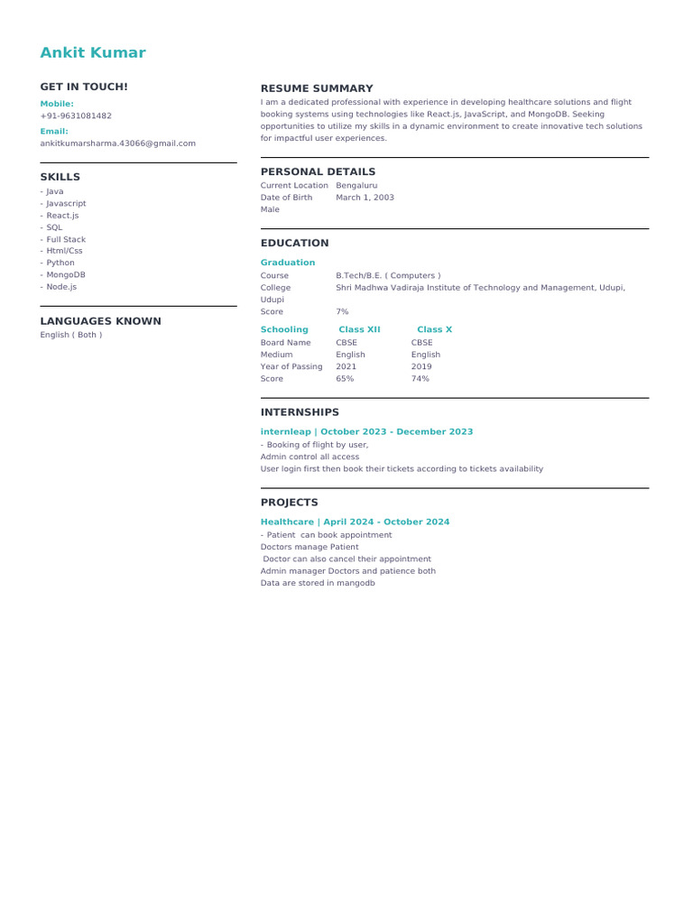 Ankit Kumar Resume | PDF