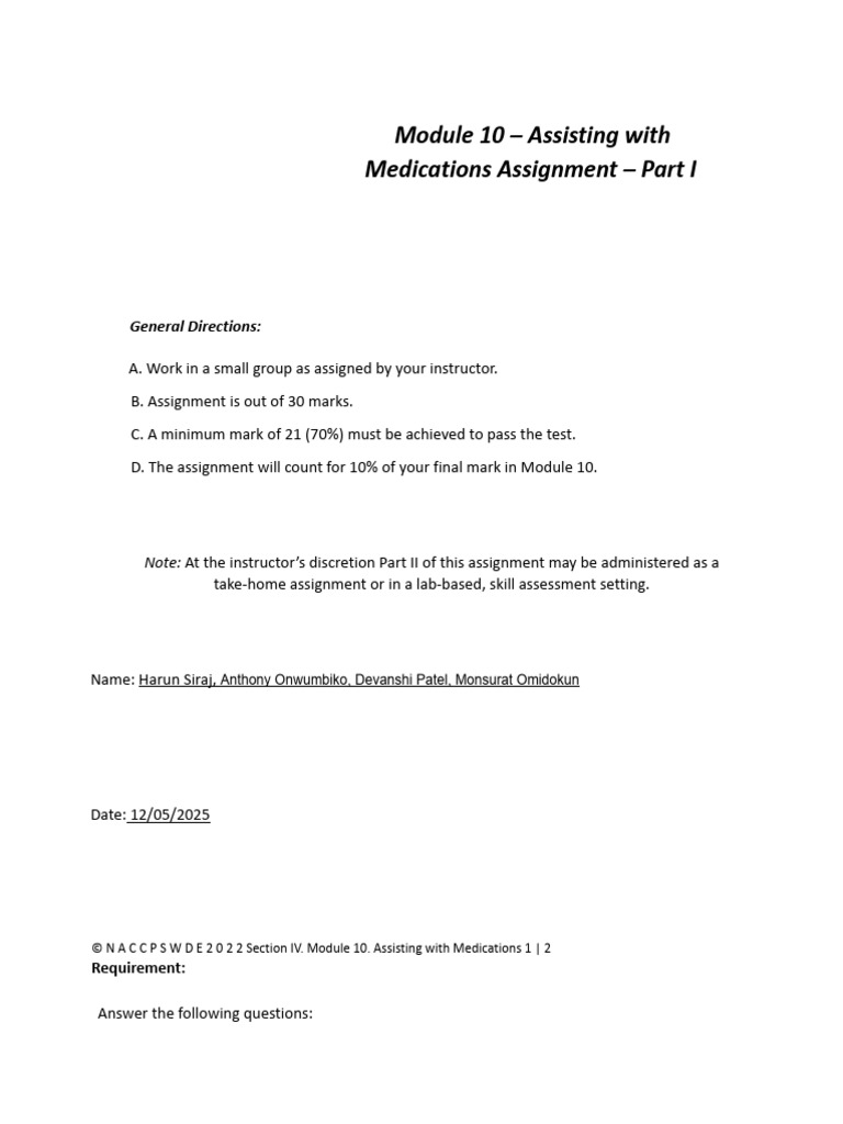 Module 10 Assisting With Medications-Part I | PDF | Medical ...