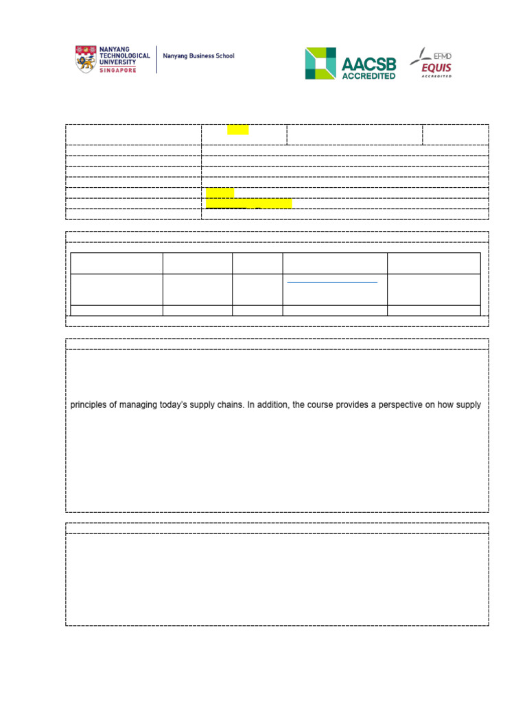 B8601- Supply Chain Management Course Outline | PDF | Supply Chain ...