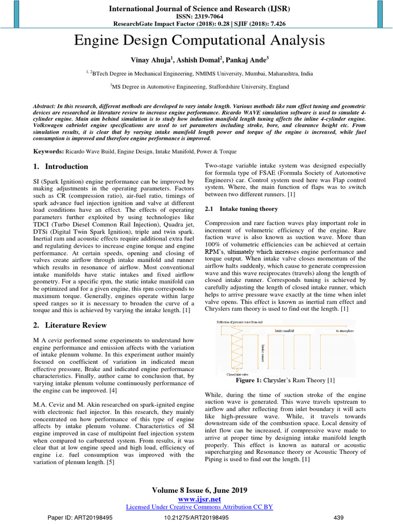 Engine Design Computational Analysis | PDF | Engines | Internal Combustion Engine