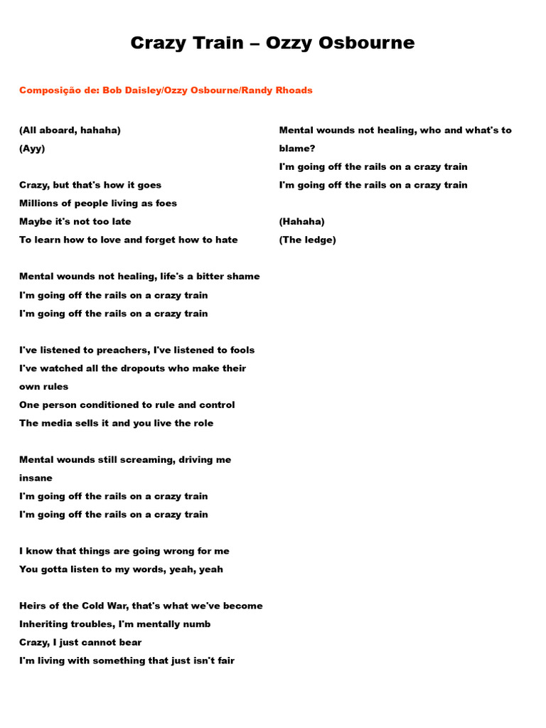 11 - Crazy Train - Ozzy Osbourne | PDF