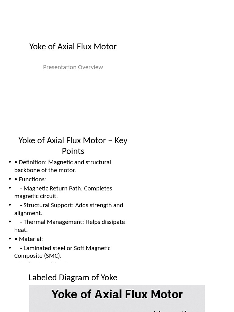 Axial Flux Motor Yoke Overview | PDF