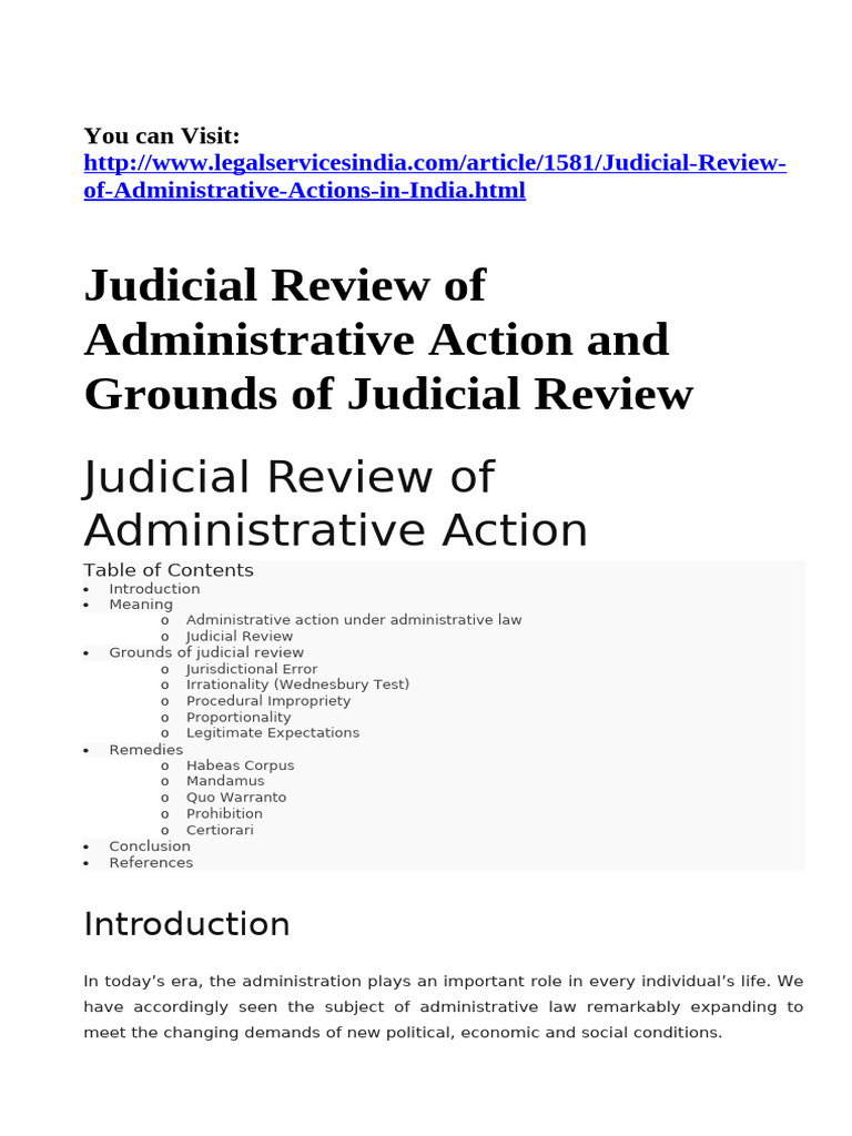 Unit 4b Judicial Review of Administrative Action and Grounds of ...