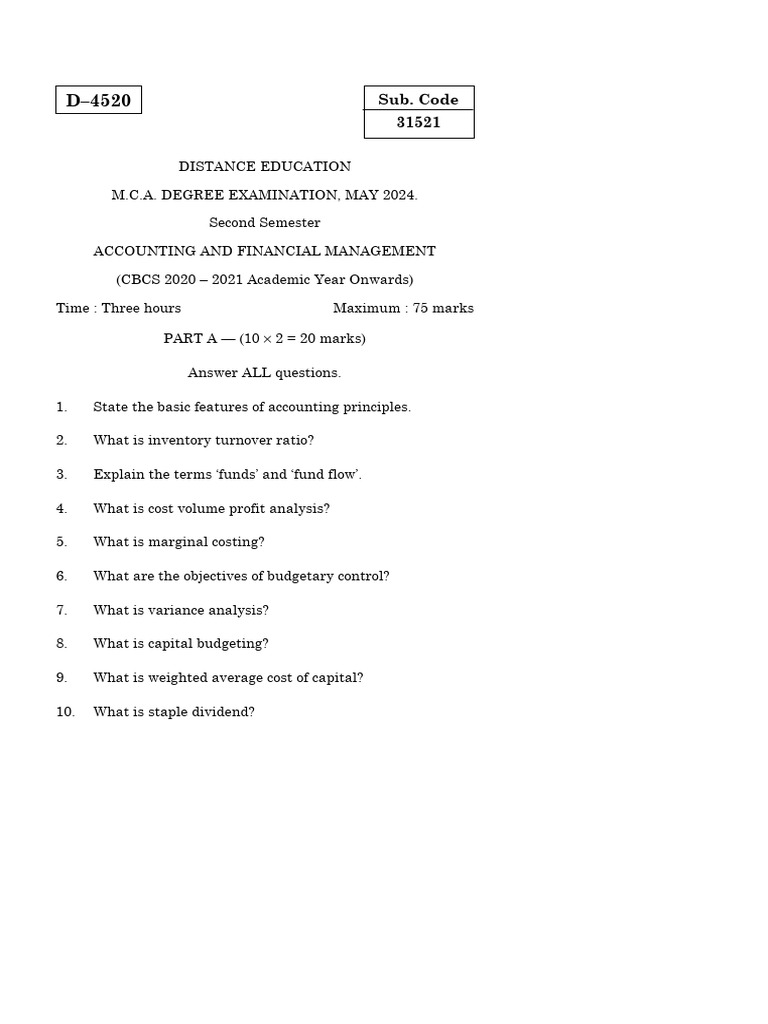 2024 - May - PG - MCA (2 Years) - MCA (2 Years) | PDF | Relational Database | Databases