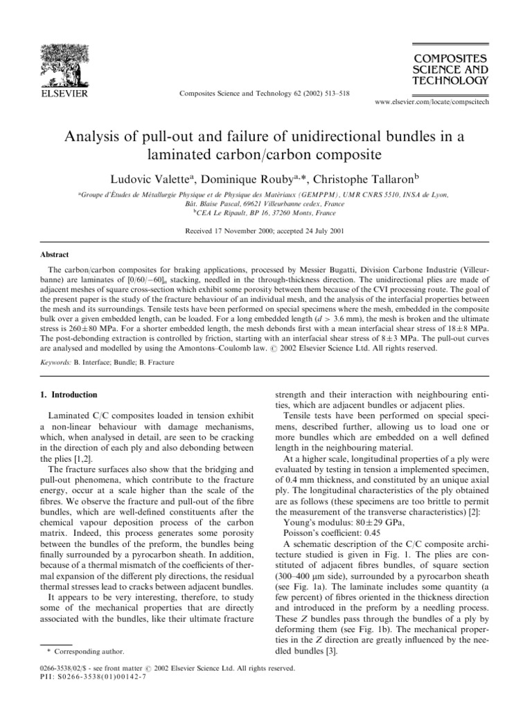 Analysis of Pull Out and Failure of Unidirectional Bundles in A ...