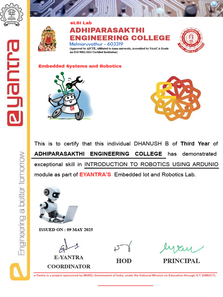 DHANUSH B - Certificate | PDF