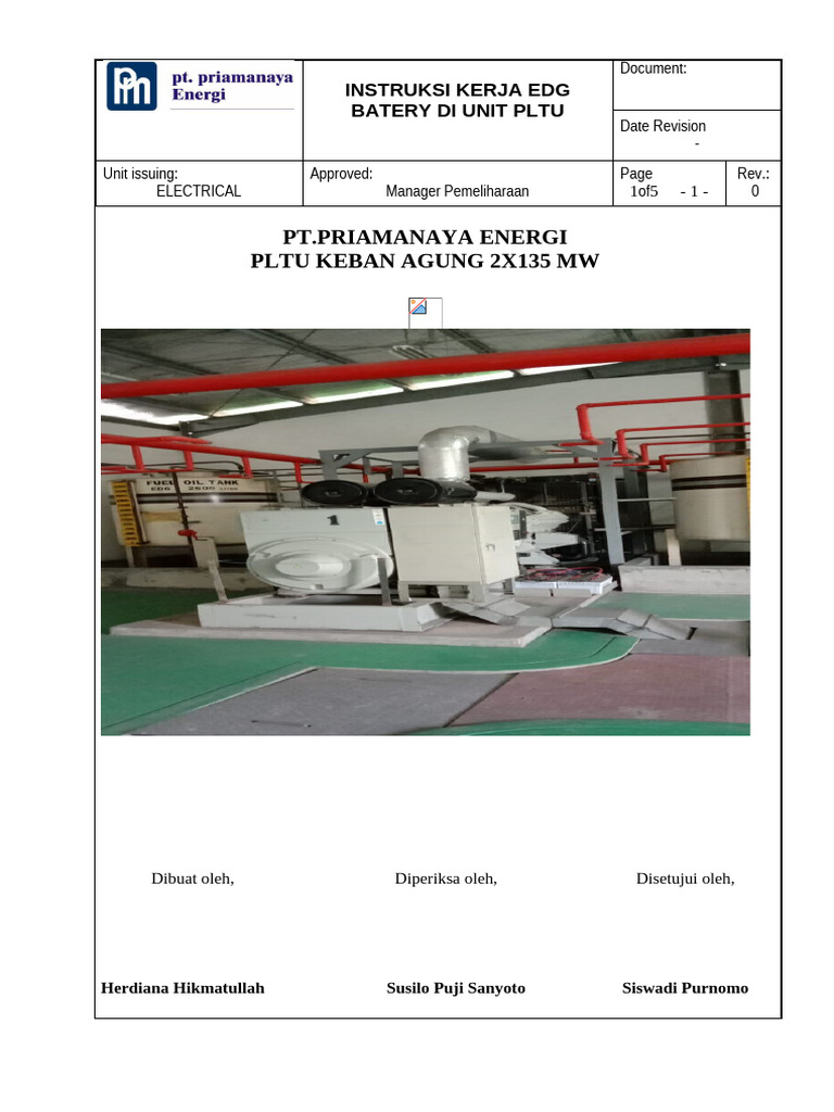 Instruksi Kerja Battery Edg Nana | PDF