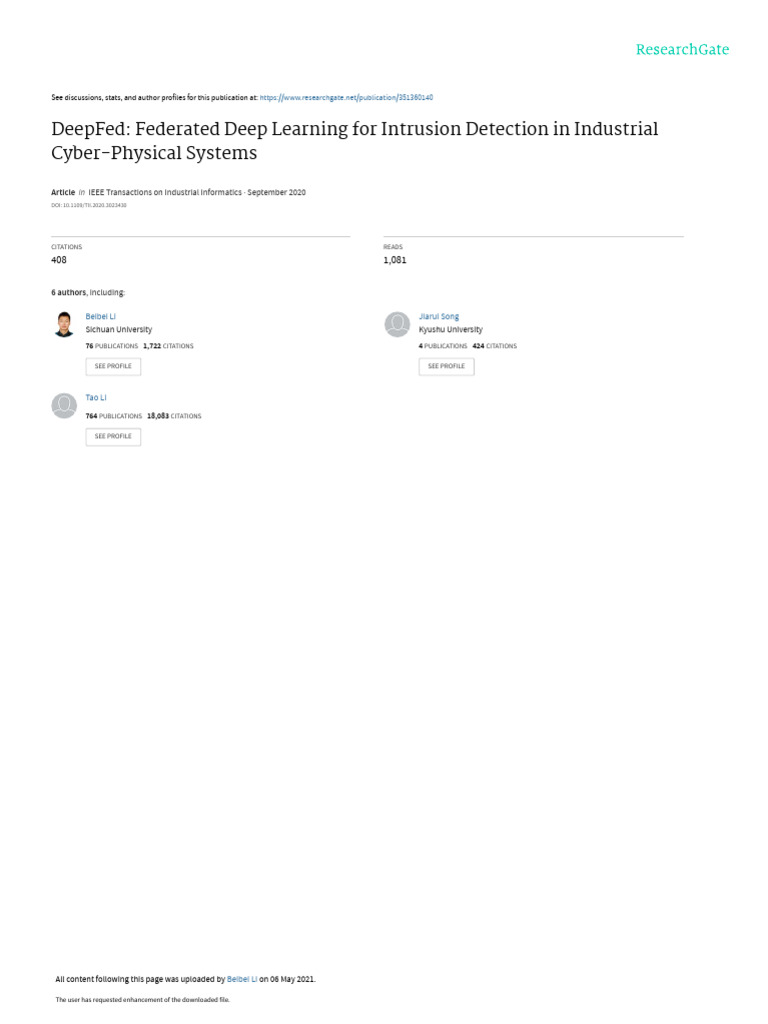 DeepFed_ Federated Deep Learning for Intrusion Detection in Industrial Cyber–Physical Systems ...