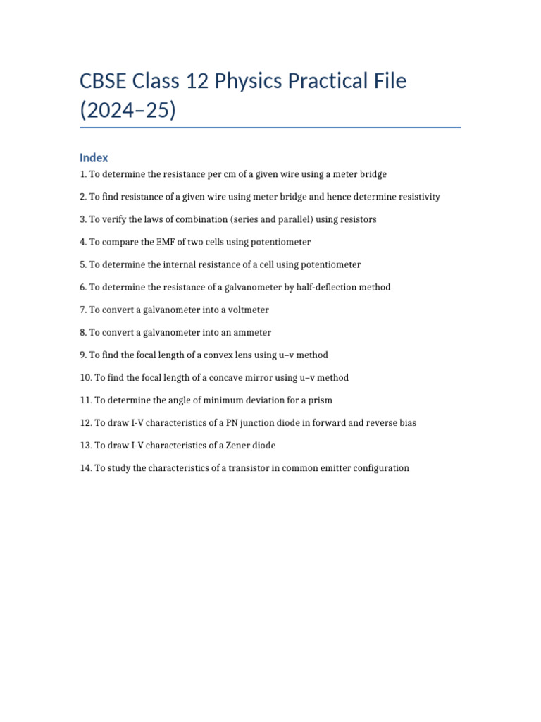 Class 12 Physics Practical File-2 | PDF | Experiment | Accuracy And ...