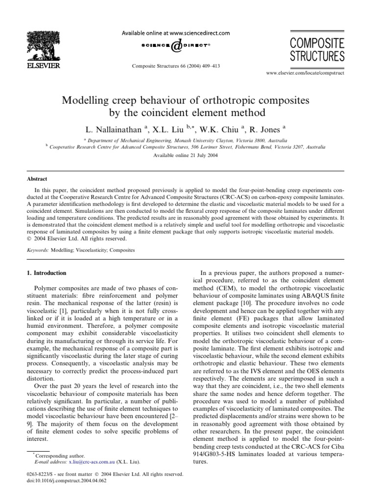 Modelling Creep Behaviour of Orthotropic Composites by The Coincident ...