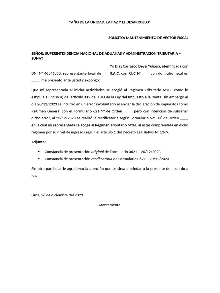 Solicitud - Vector Sunat | PDF