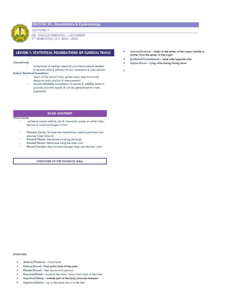 Lect 01_Statistical Foundations of Clinical Trials | PDF
