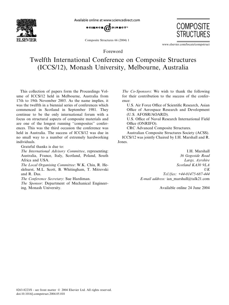 Twelfth International Conference On Composite Structures ICCS 12 - Monash University Melbourne ...
