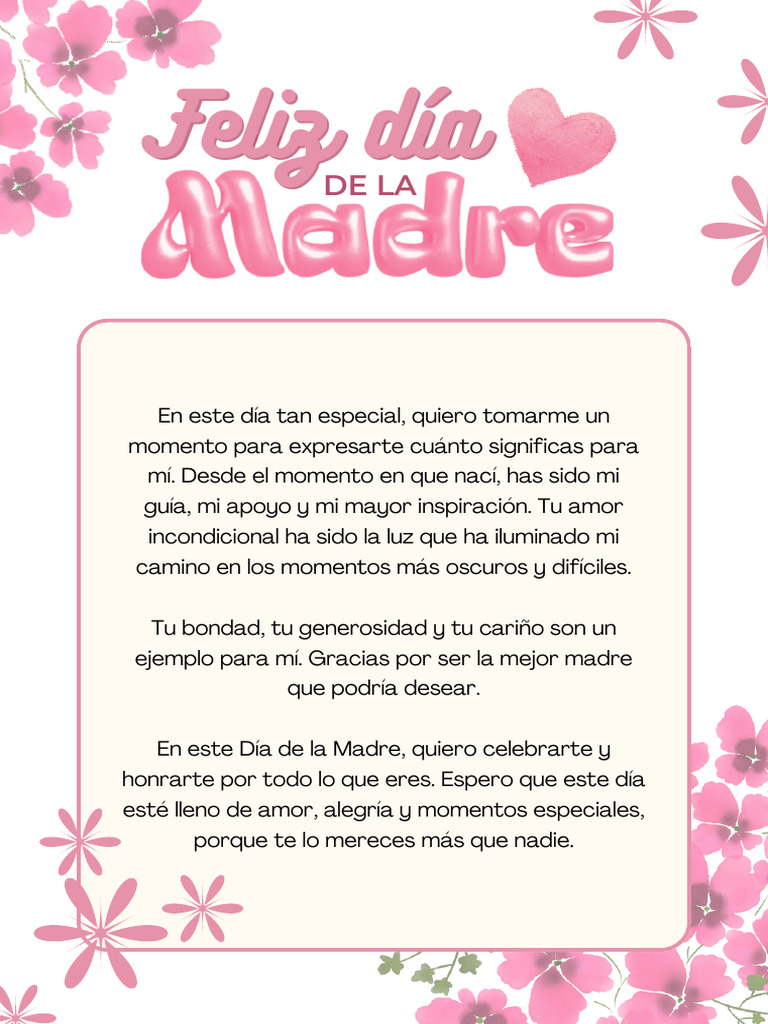 Carta del Día de la Madre Floral Sencilla Ilustrada Rosa_20250523 ...