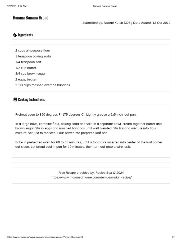 Banana Banana Bread | PDF