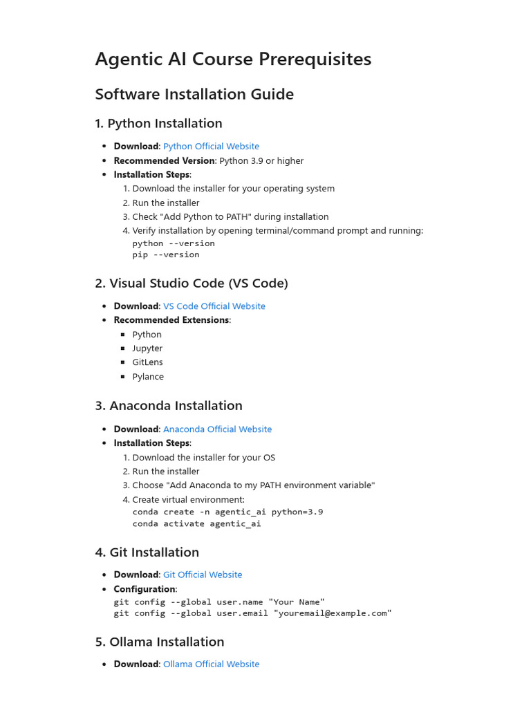 Agentic AI Course Prerequisites | PDF | Python (Programming Language ...