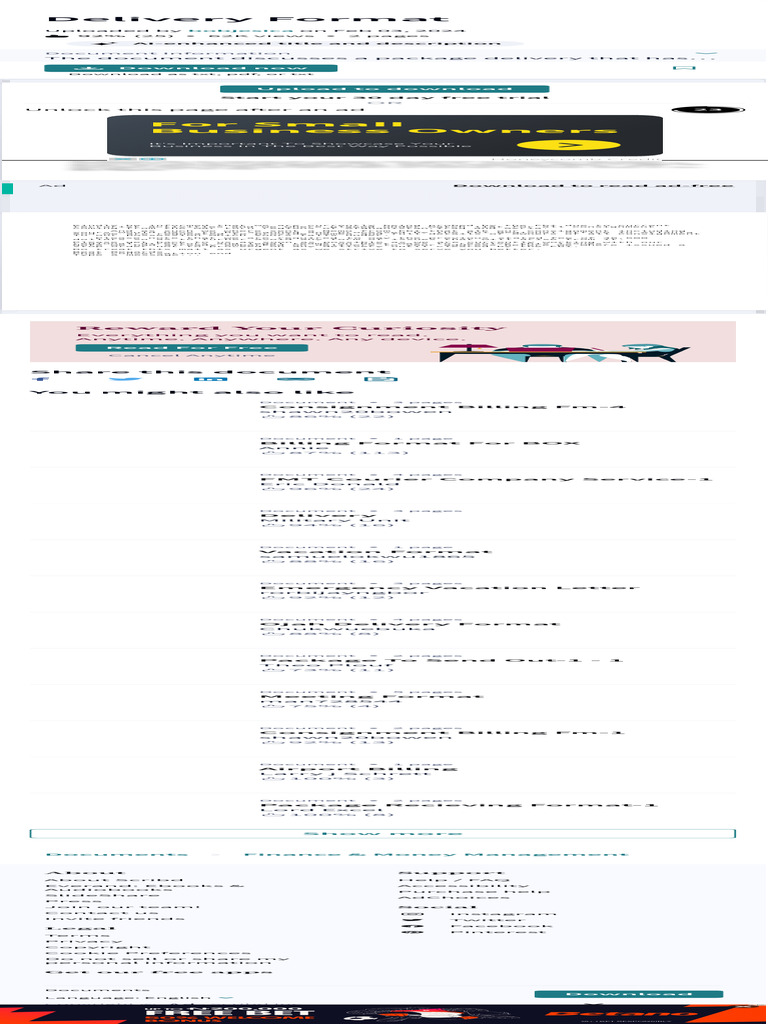 Delivery Format PDF Finance & Money Management 2 | PDF | Scribd
