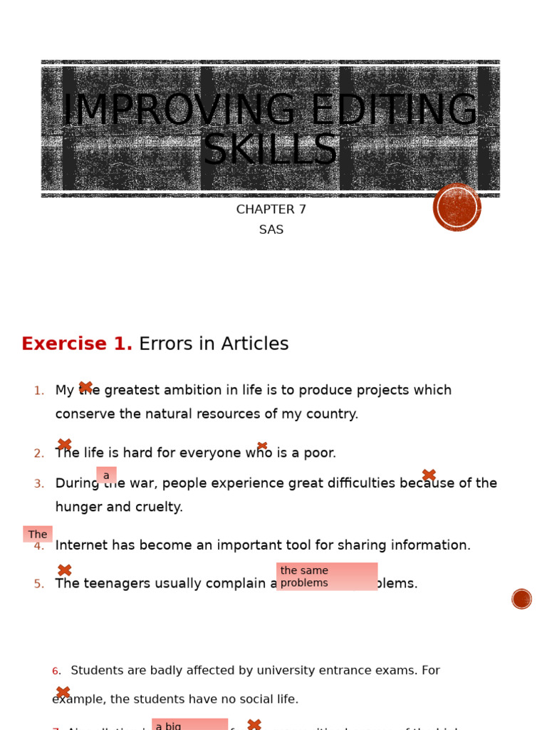 Chapter 7 Improving Editing Skills Part 1 Pdf Natural Environment