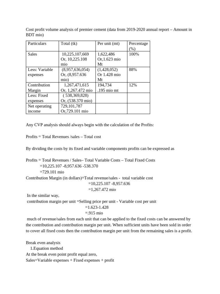 CVP Analysis Interpretation | PDF | Business Economics | Financial Accounting