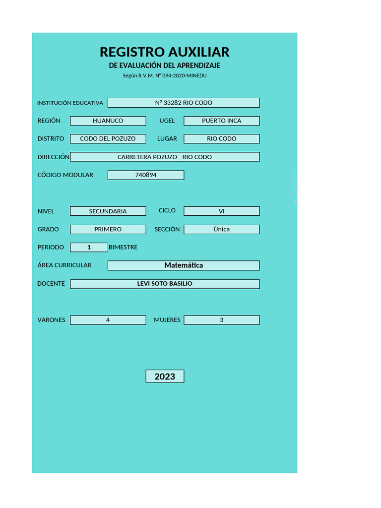 Registro Auxiliar de Matemática 1° | PDF