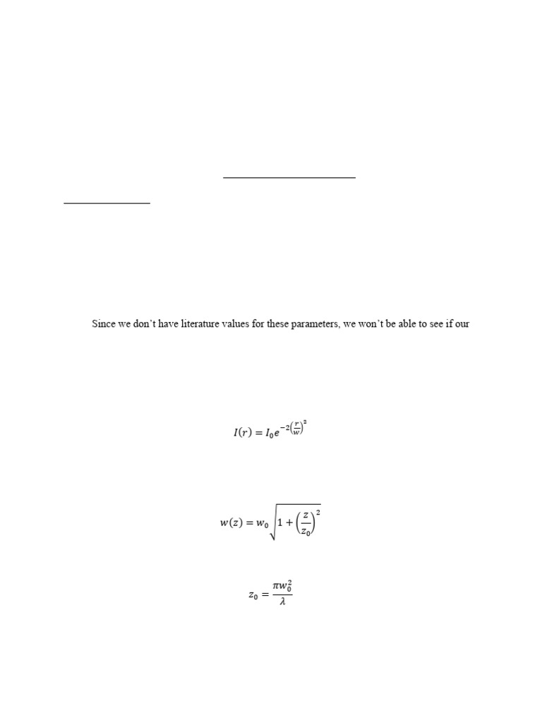 Gaussian Beam Optics Experiment Analysis | PDF | Optics | Physical ...