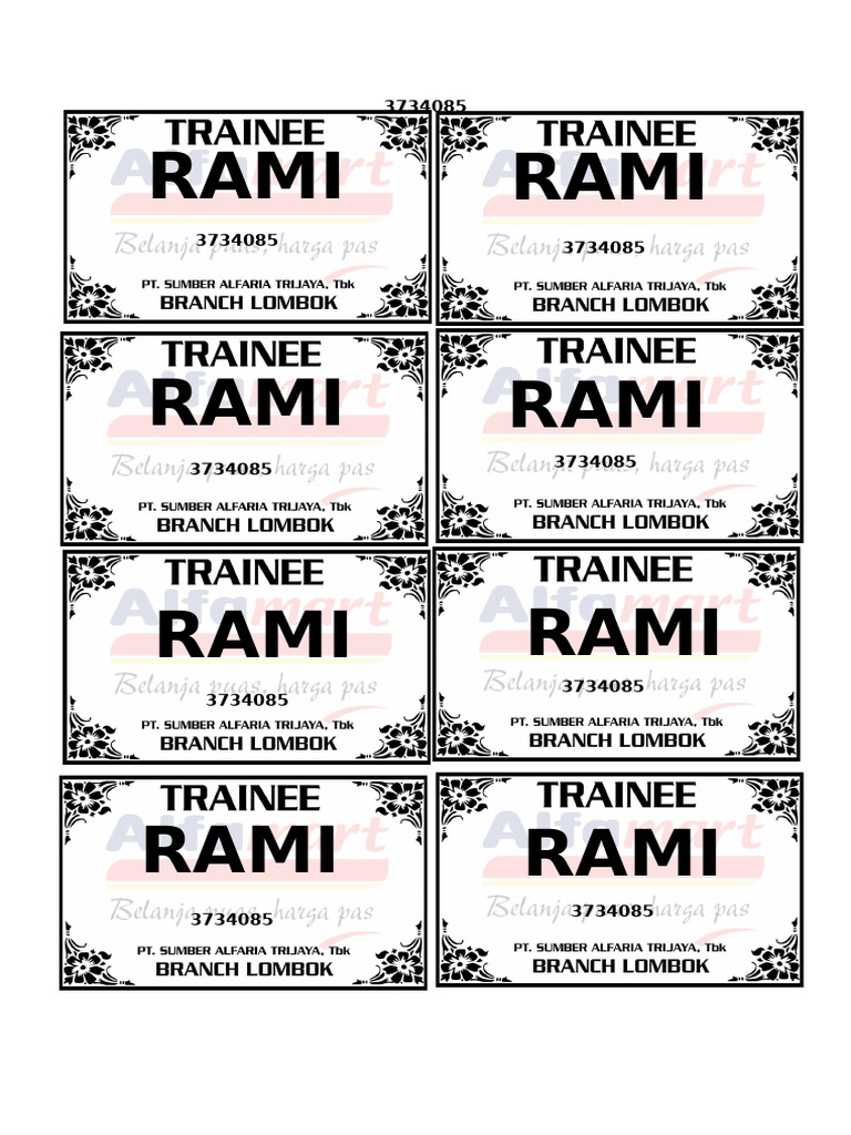 Name Tag For Tas | PDF
