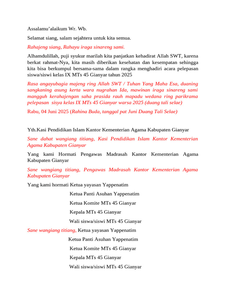 MC Perpisahan Kelas Ix | PDF