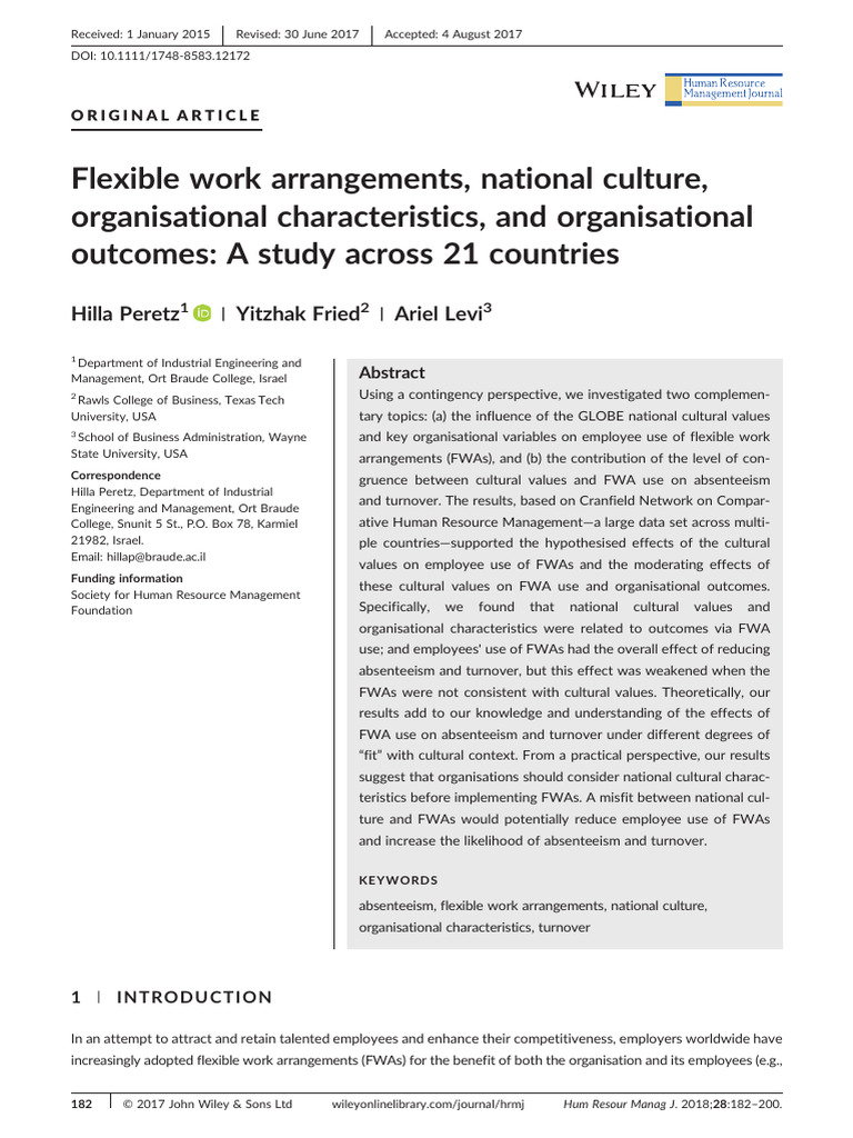 FWA Impact on Absenteeism and Turnover | PDF | Turnover (Employment ...