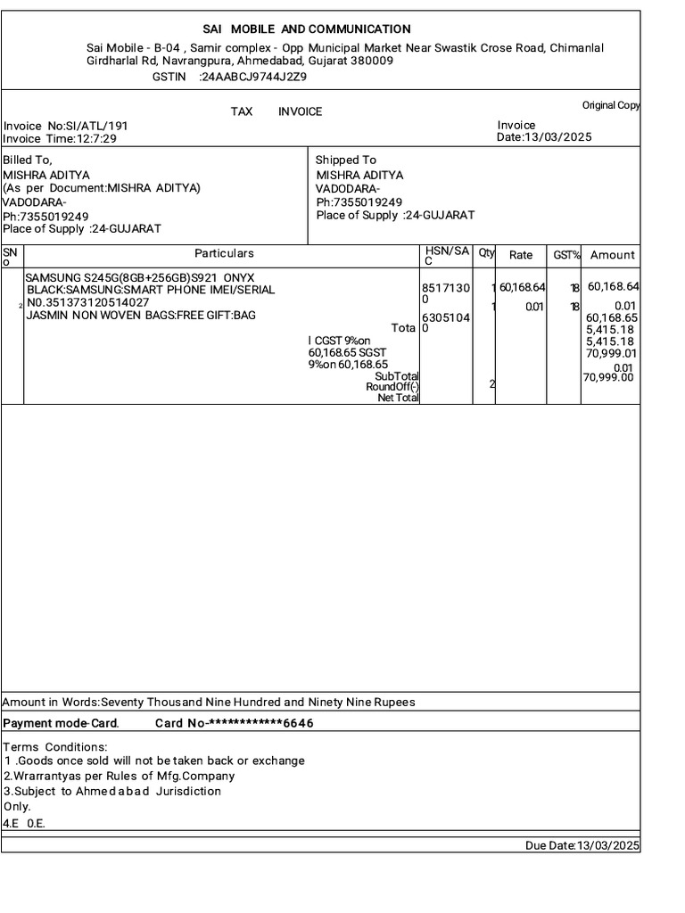 Invoice - 2025-03-13T121132 | PDF | Taxation | Government Finances