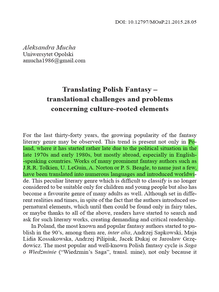 05 Machna Translating Polish Fantasy | PDF | Fantasy