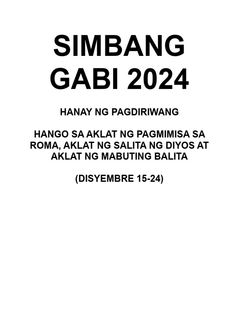 Hanay NG Pagdiriwang NG Simbang Gabi 2024 | PDF