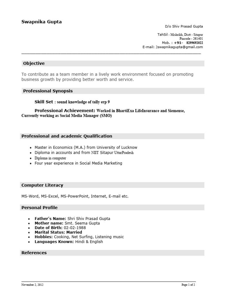 CV Swapnika (Replica) | PDF