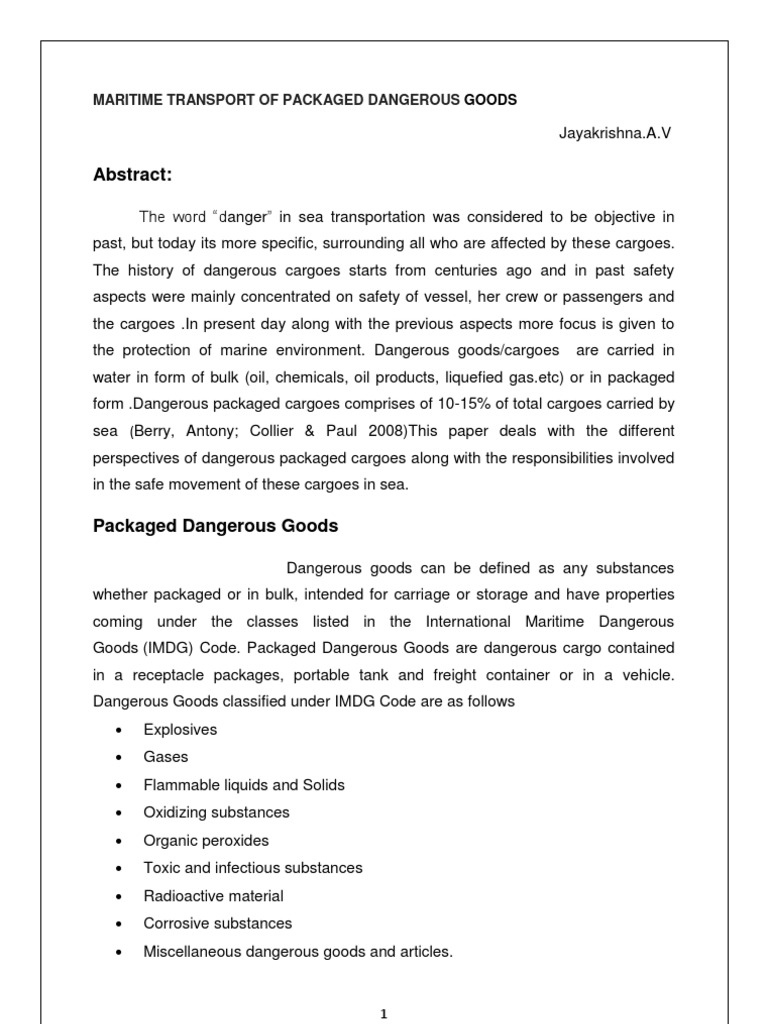 Maritime Transport of Packaged Dangerous Goods | PDF | Dangerous Goods ...