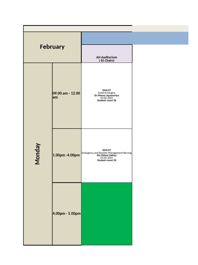 03rd General Time Table - February, March and April 2025 | PDF | Health ...