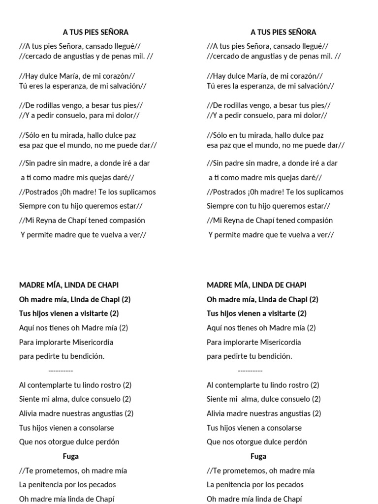 411197377 a Tus Pies Senora Chapi (1) | PDF | María, madre de Jesús | Oración