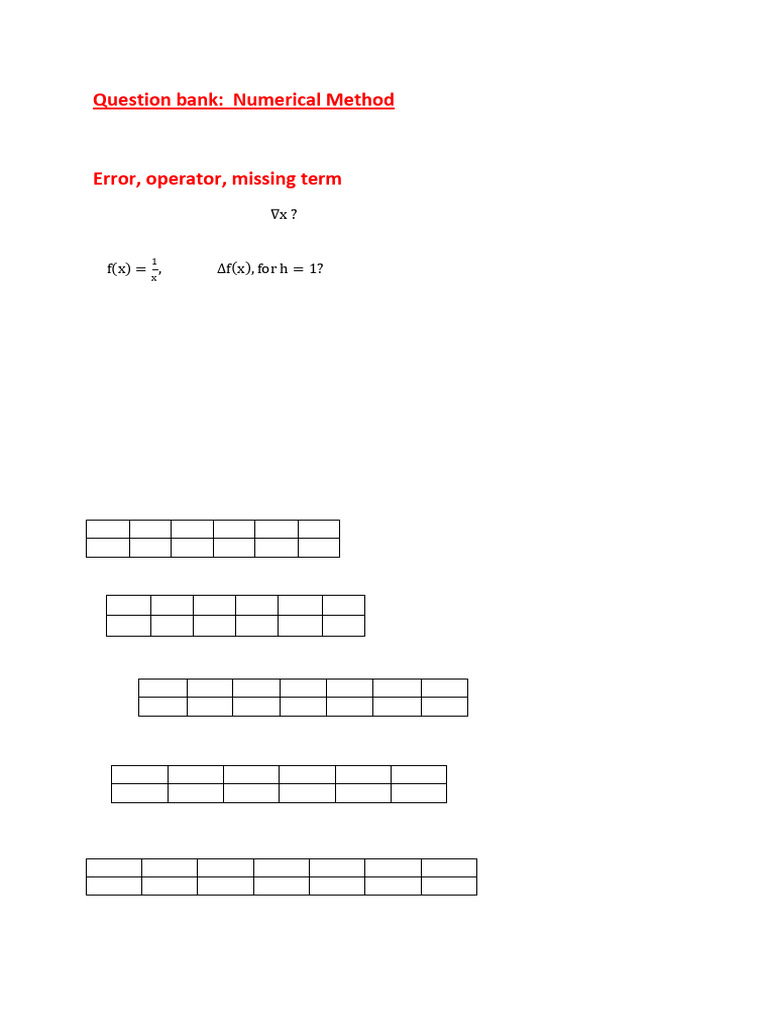 Question Bank Numerical Methods | PDF | Interpolation | Numerical Analysis
