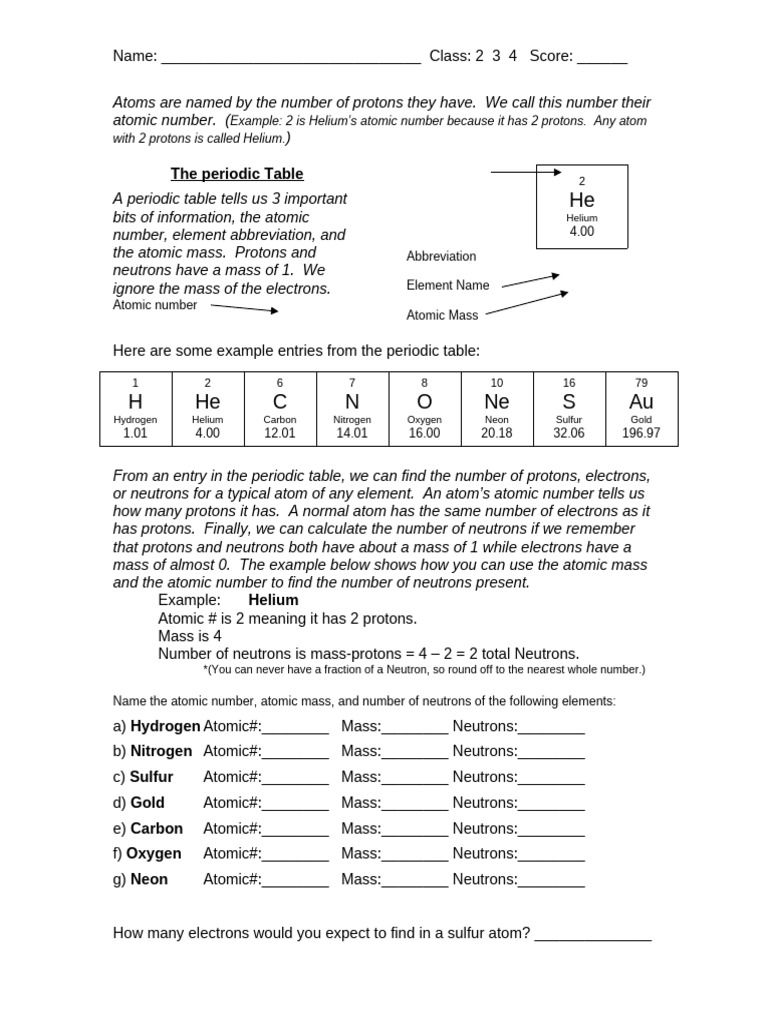 chemistry.periodic.table.worksheet | PDF | Atoms | Proton