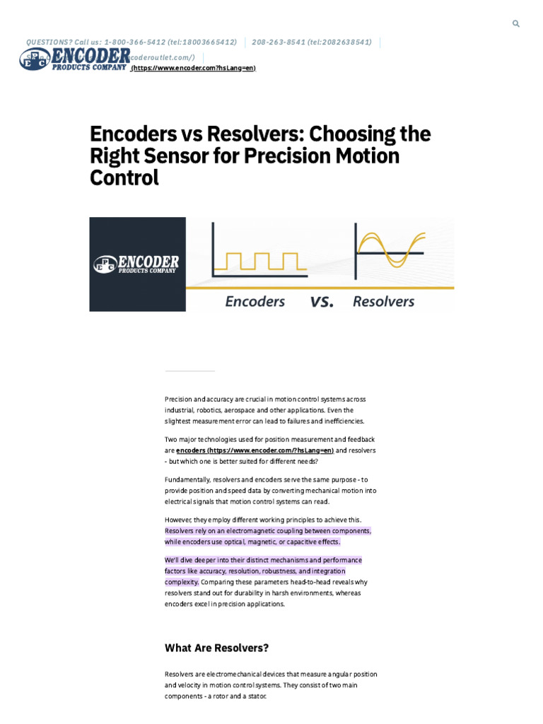 Resolvers vs. Encoders - Choosing The Right Sensor For Motion Control ...