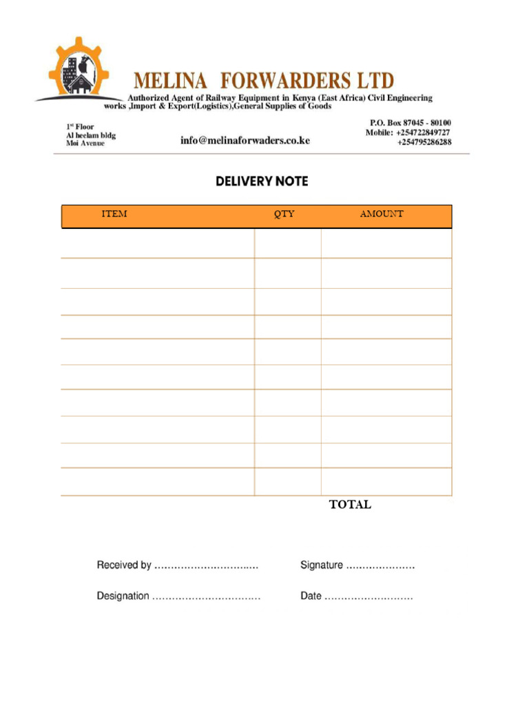 Delivery Note1 | PDF