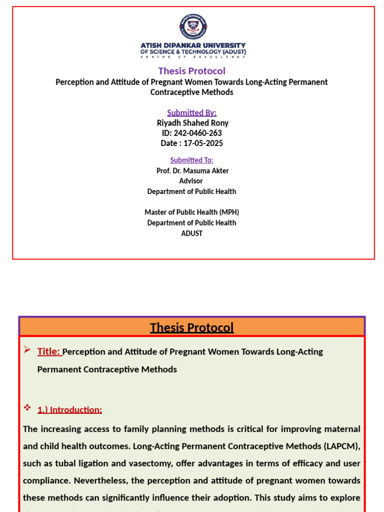 Thesis Protocol Final | PDF | Methodology | Birth Control