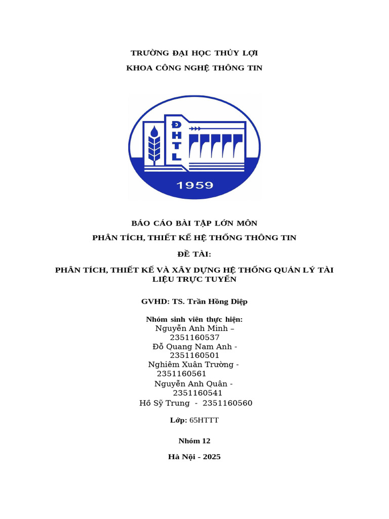 PTTKHT Nhom12 65HTTT 1 | PDF