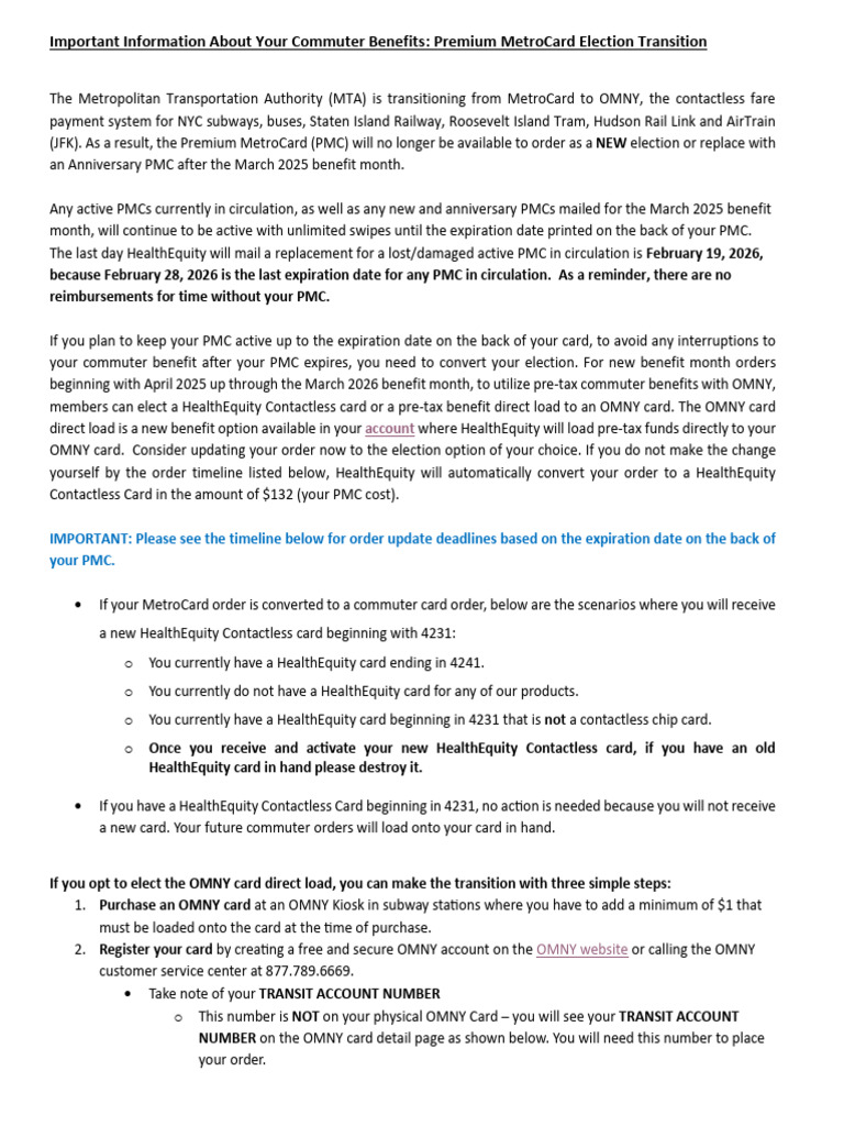 Premium Metrocard To OMNY With Timeline | PDF | Bus Transport | Public ...