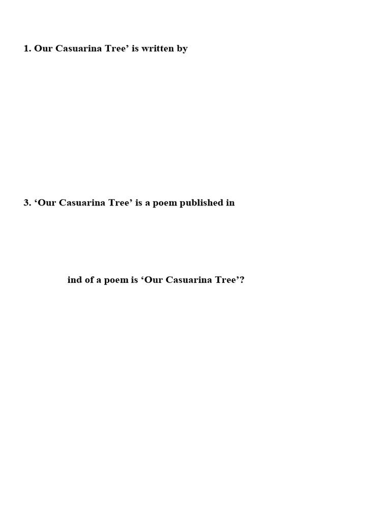 Our Casuarina Tree | PDF