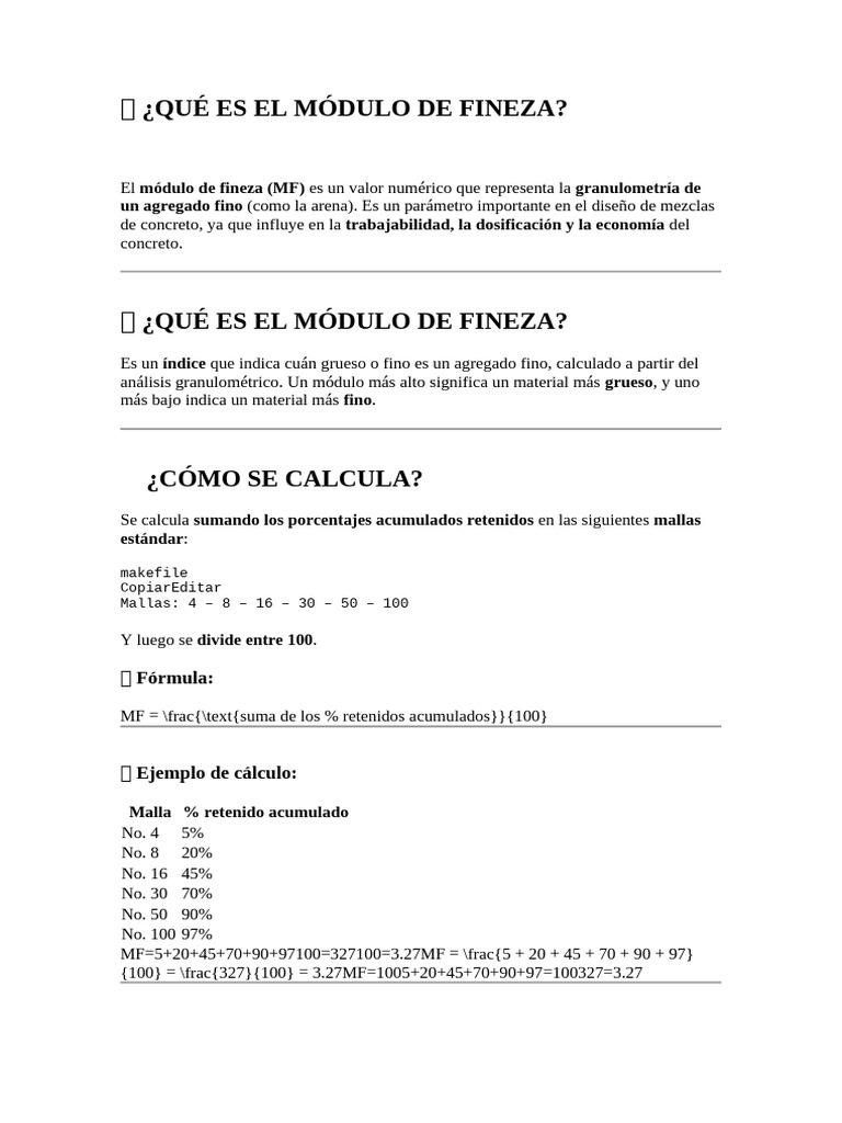 Modulo de Fineza | PDF