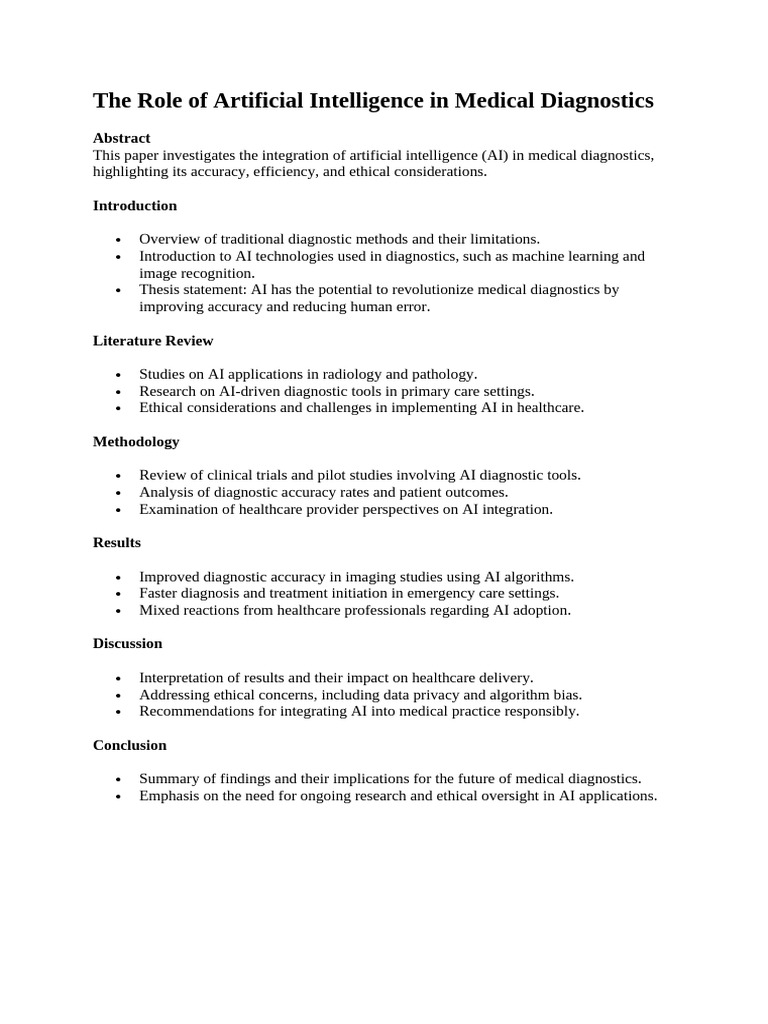The Role of Artificial Intelligence in Medical Diagnostics | PDF