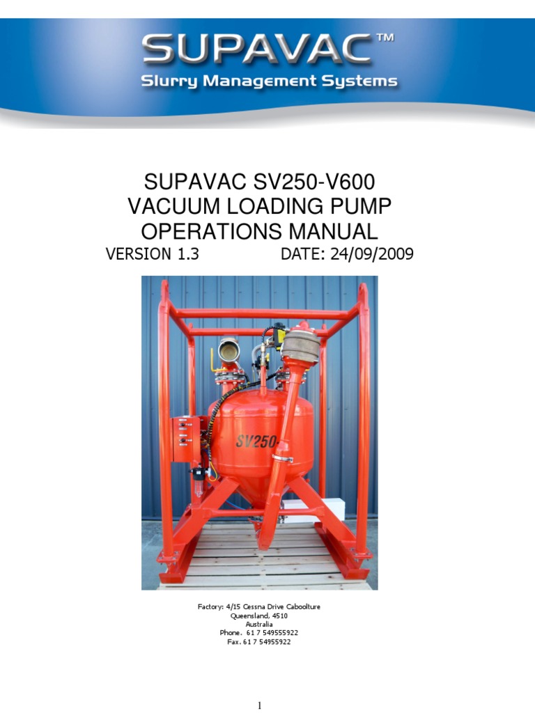 SV250V 600 Operations Manual V1.3 | PDF | Jet Engine | Pump