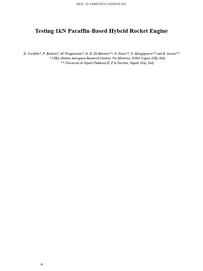 Testing 1kN Paraffin-Based Hybrid Rocket Engine | PDF | Rocket ...